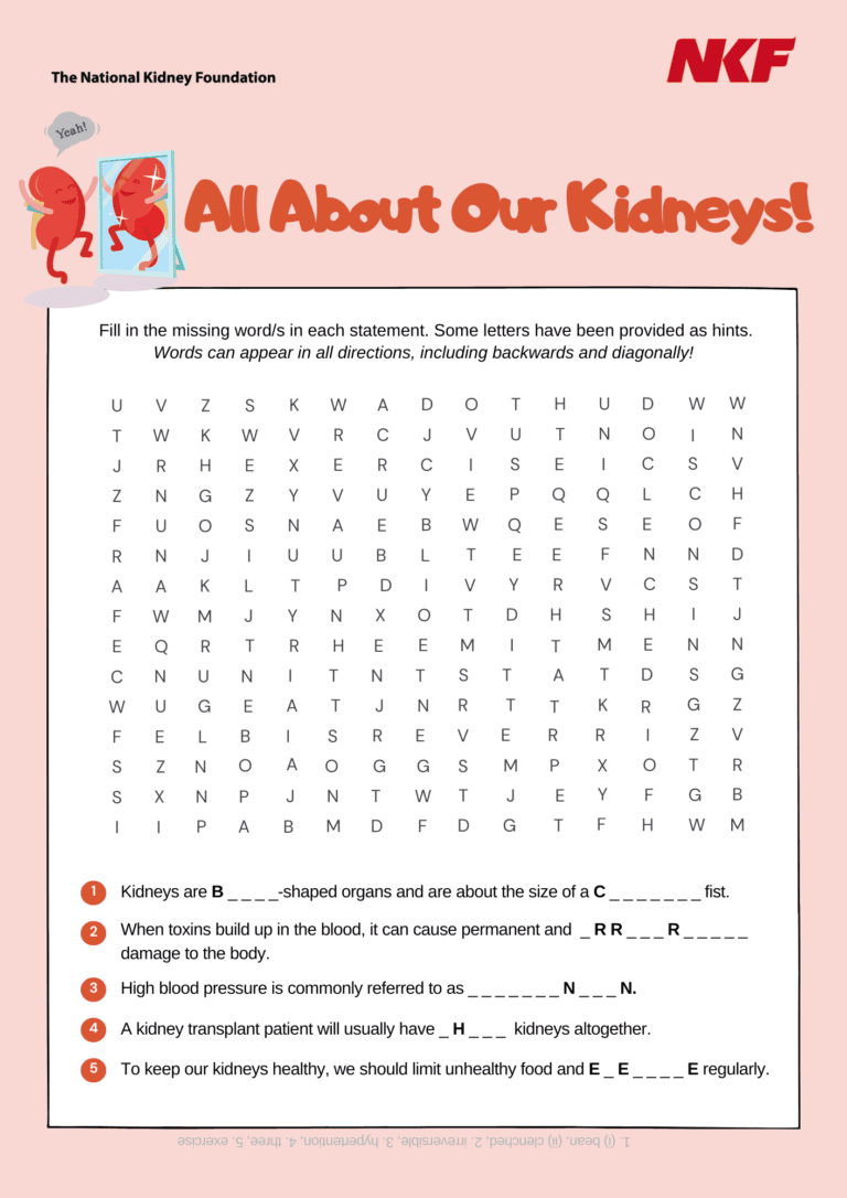 Kidney Word Search | The National Kidney Foundation (NKF) Singapore